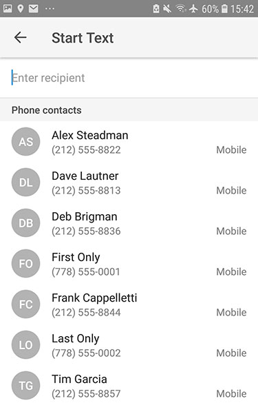 Accessing Your Phone's Contacts for Text (Android)
