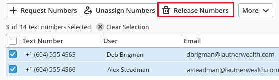 Releasing Global Relay Text Numbers