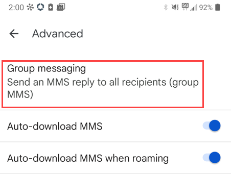 Configuring a Supported SMS App for Android Message