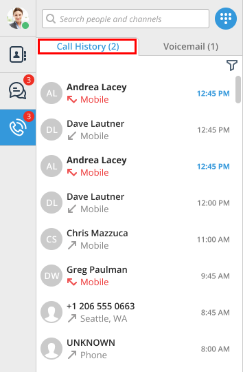 Viewing Your Call History