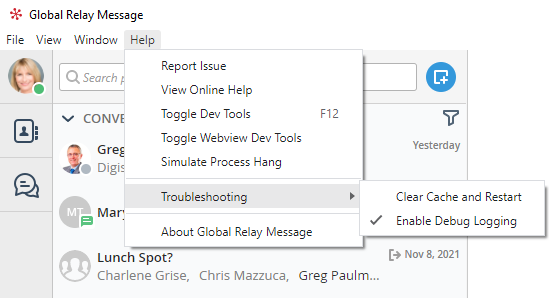 Navigating Global Relay Message for Desktop