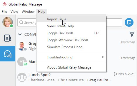 Navigating Global Relay Message for Desktop