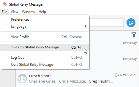 Navigating Global Relay Message for Desktop