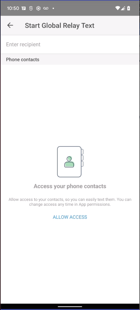 Sending Texts via Global Relay Text (Android)