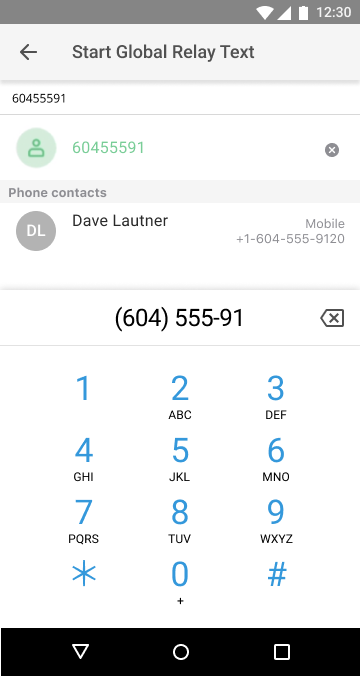 Sending Texts via Global Relay Text (Android)